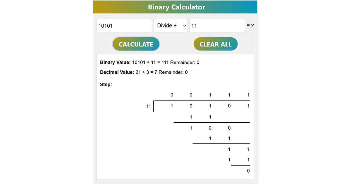 Binary Calculator | MoneyCalc