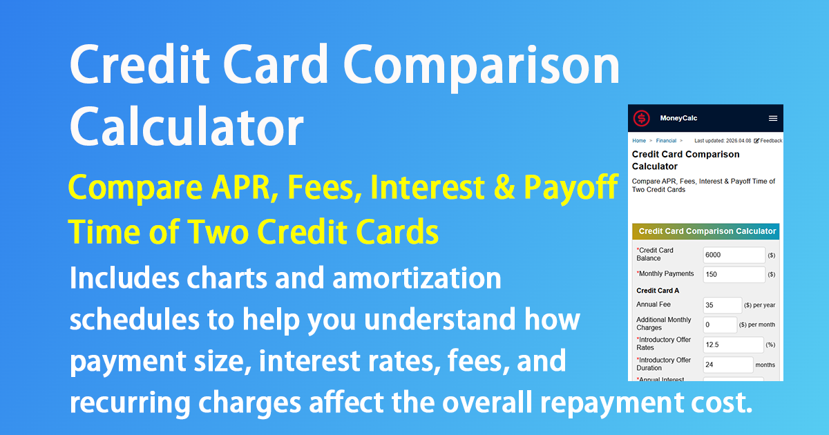Credit Card Comparison Calculator | MoneyCalc