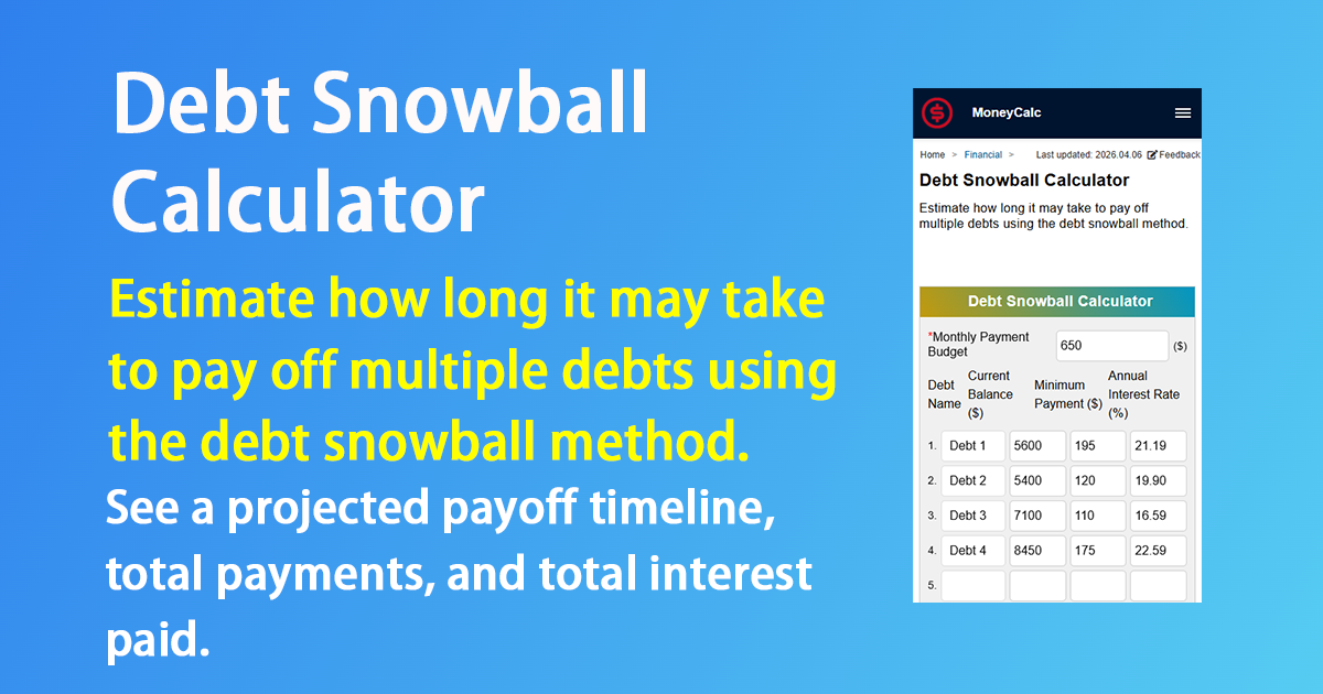 Debt Snowball Calculator | MoneyCalc
