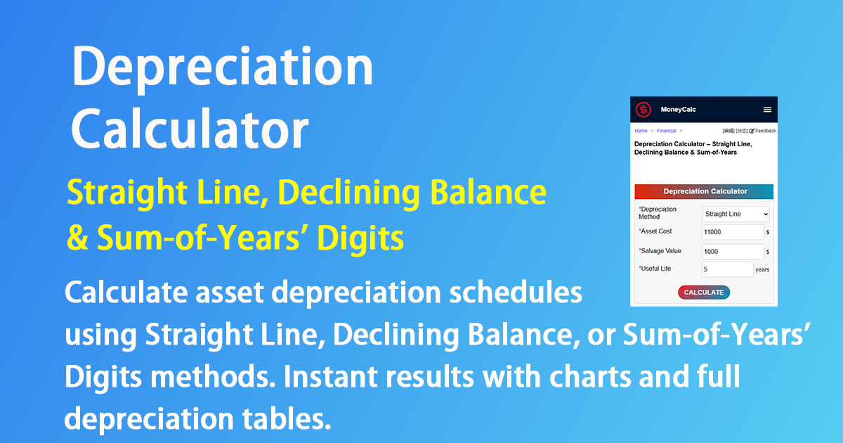 Depreciation Calculator | MoneyCalc