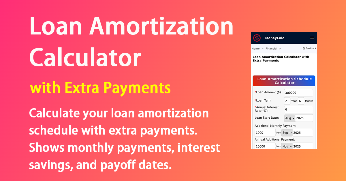Loan Amortization Calculator | MoneyCalc
